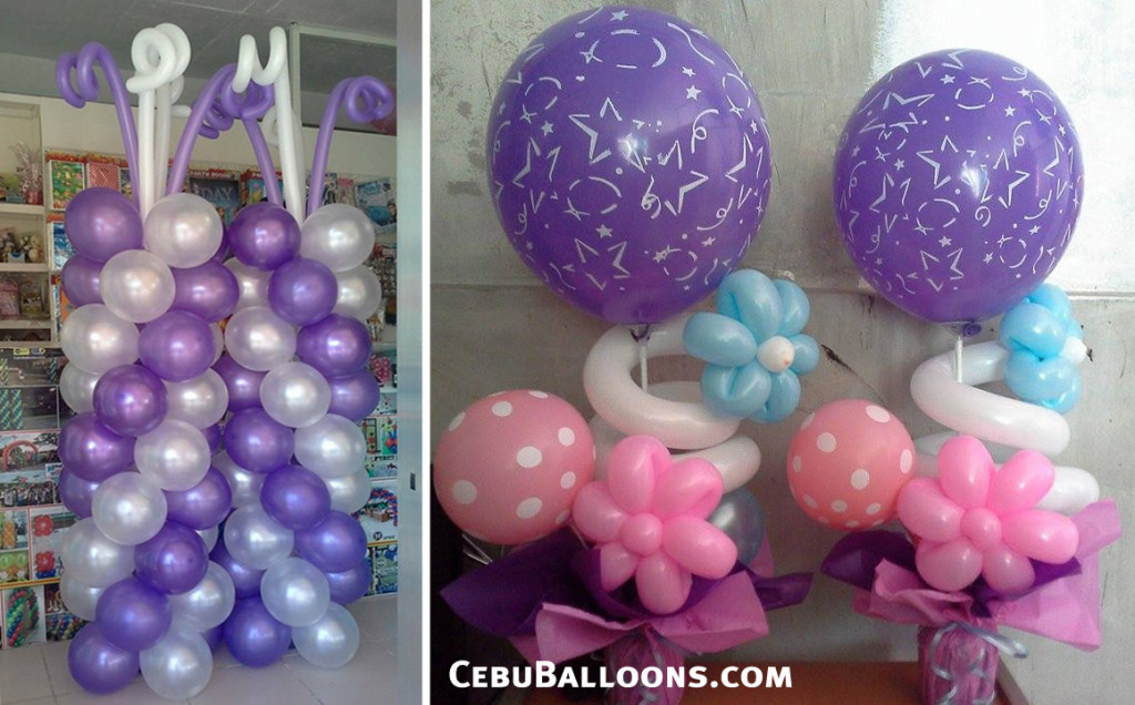 Purple And White Balloon Pillars And Centerpieces Cebu Balloons And